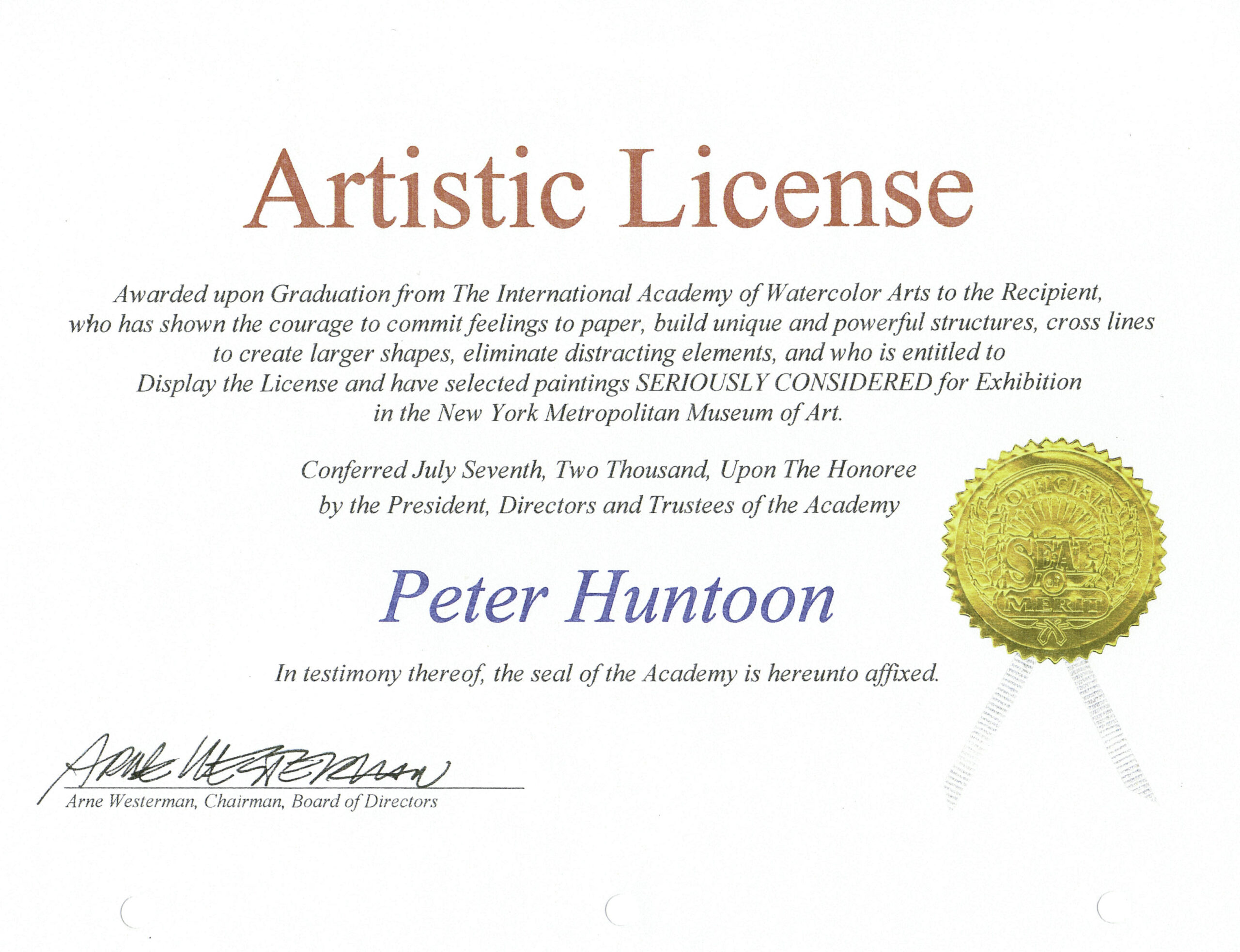 Artistic License - Peter Huntoon